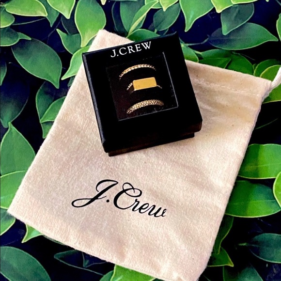 J. Crew | Jewelry | Nwt Jcrew Gold Pave Crystal Ring Set 3 | Poshmark
